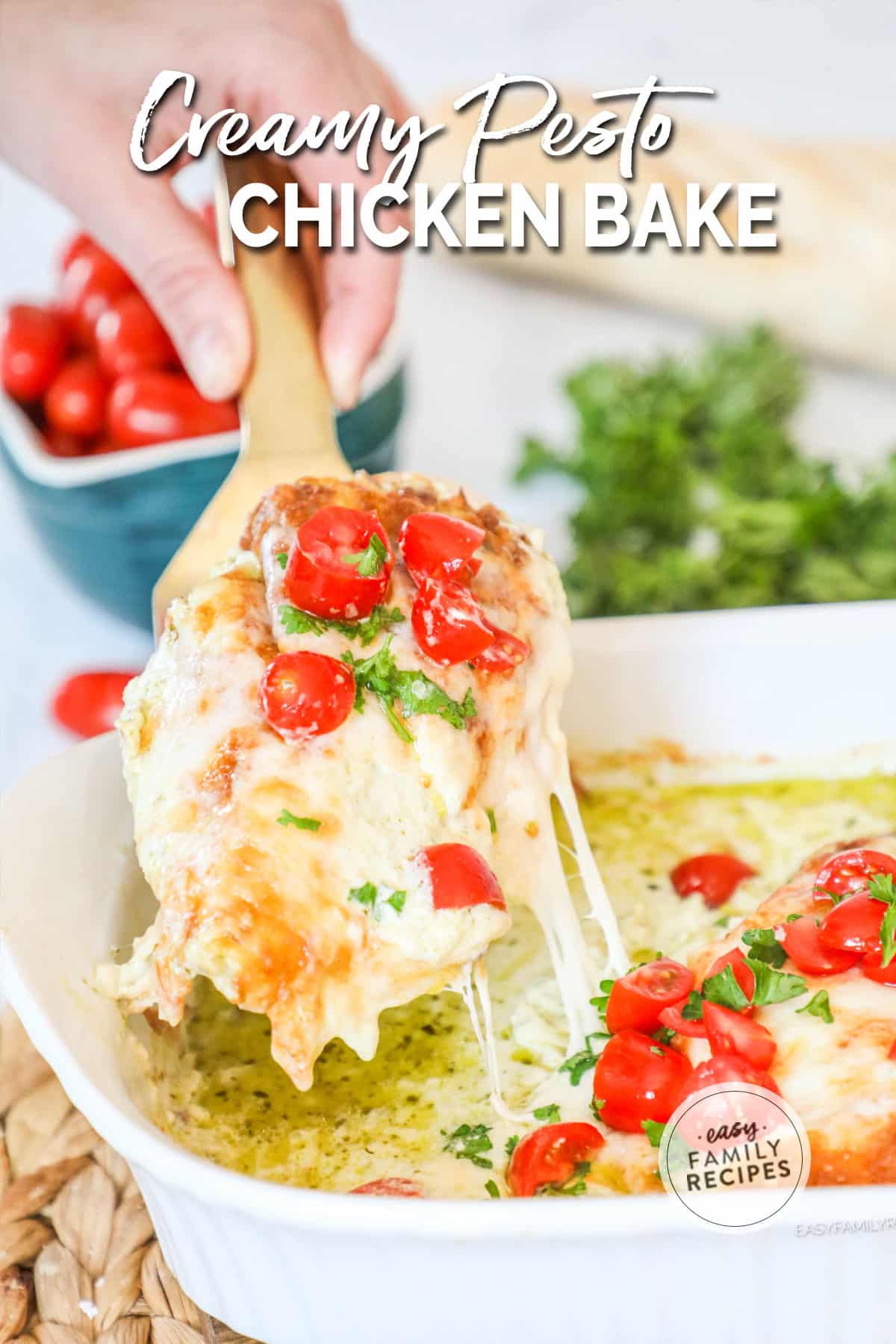 Cheesy Baked Pesto Chicken · Easy Family Recipes