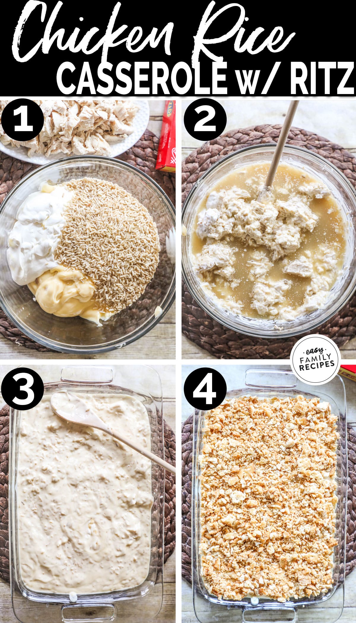 Creamy Chicken and Rice Casserole with Ritz Cracker Topping · Easy ...