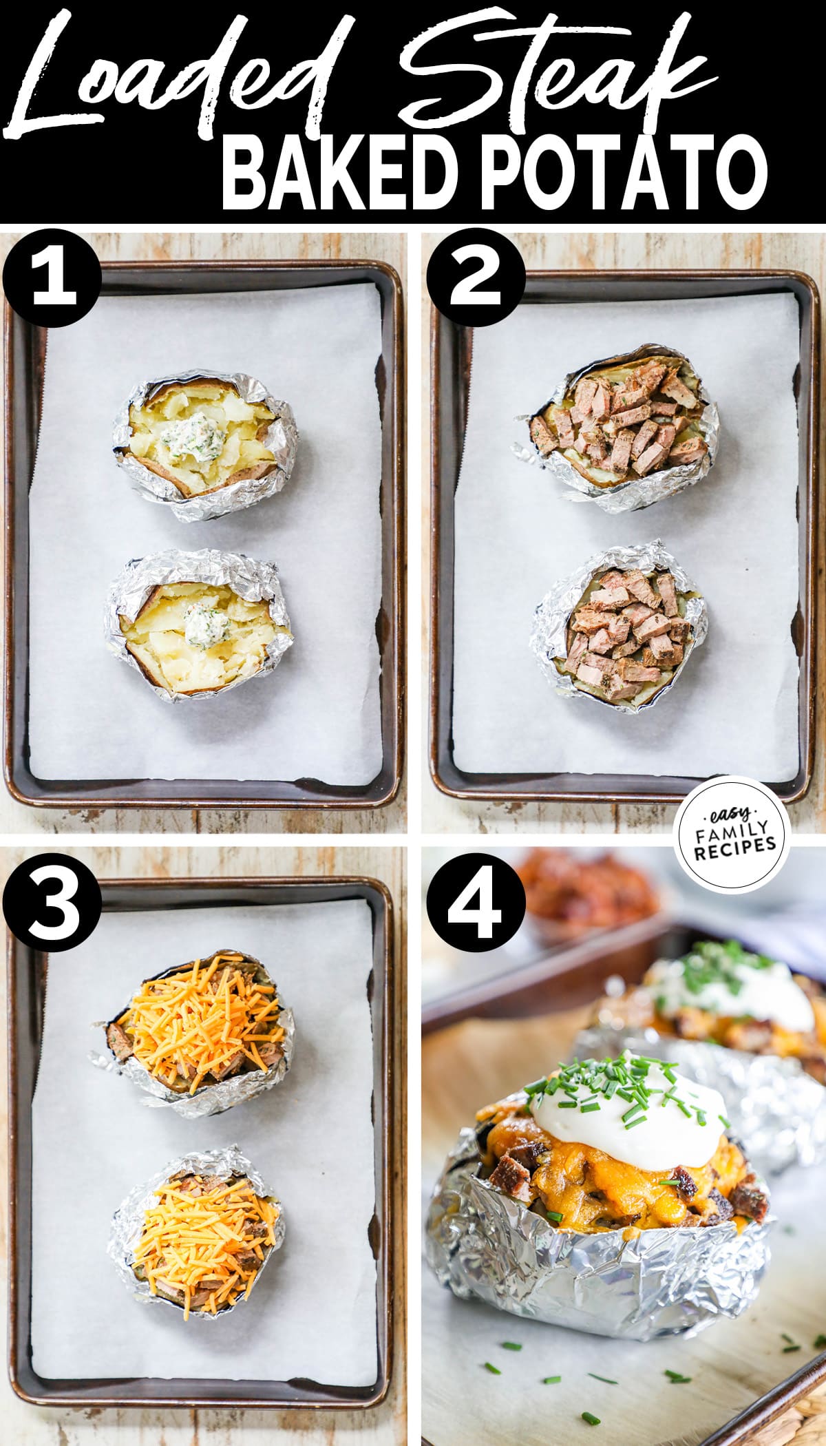 Loaded Steak Stuffed Baked Potatoes · Easy Family Recipes