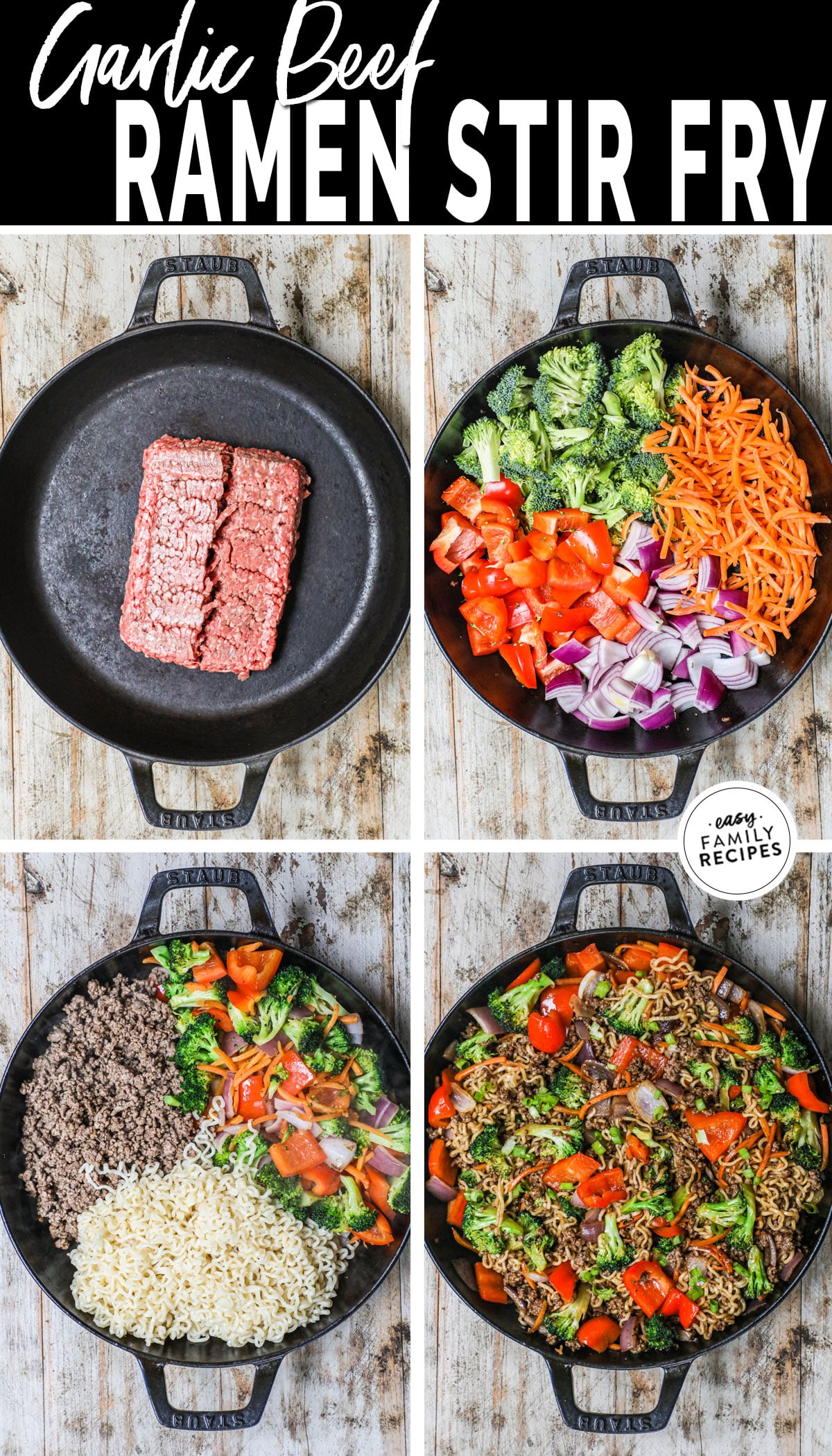 One Pan Beef Ramen Stir Fry · Easy Family Recipes