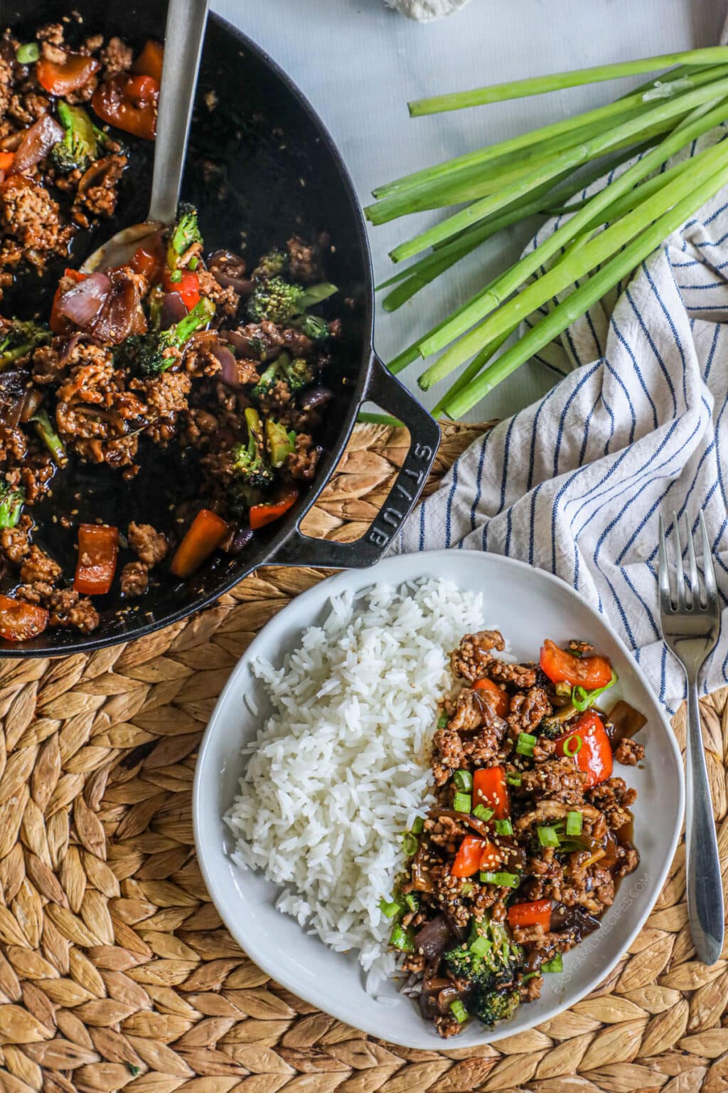 Ginger Sesame Ground Chicken Stir Fry · Easy Family Recipes