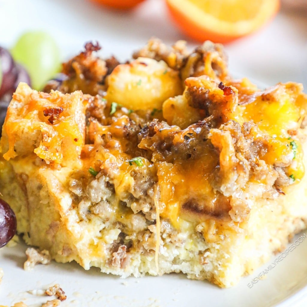 English Muffin Breakfast Casserole with Sausage · Easy Family Recipes