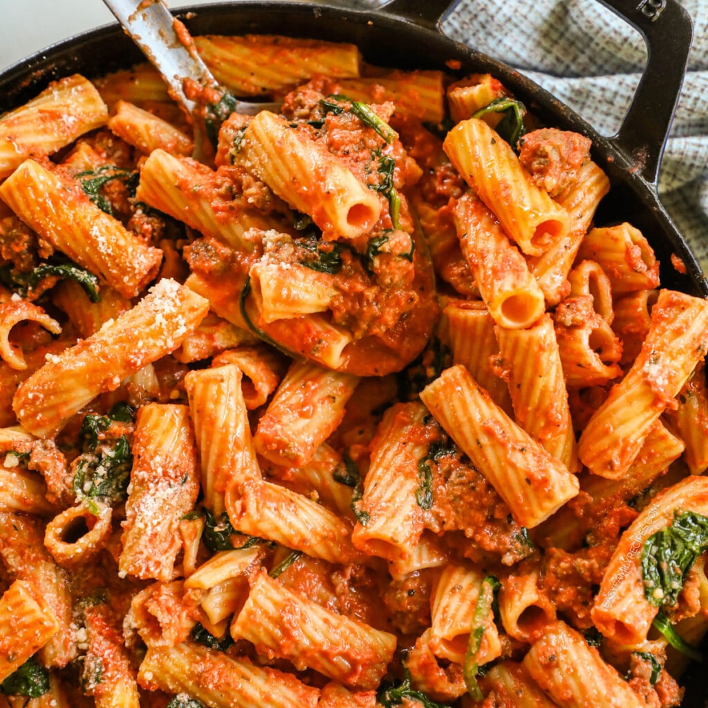 Creamy Tuscan Sausage Pasta · Easy Family Recipes