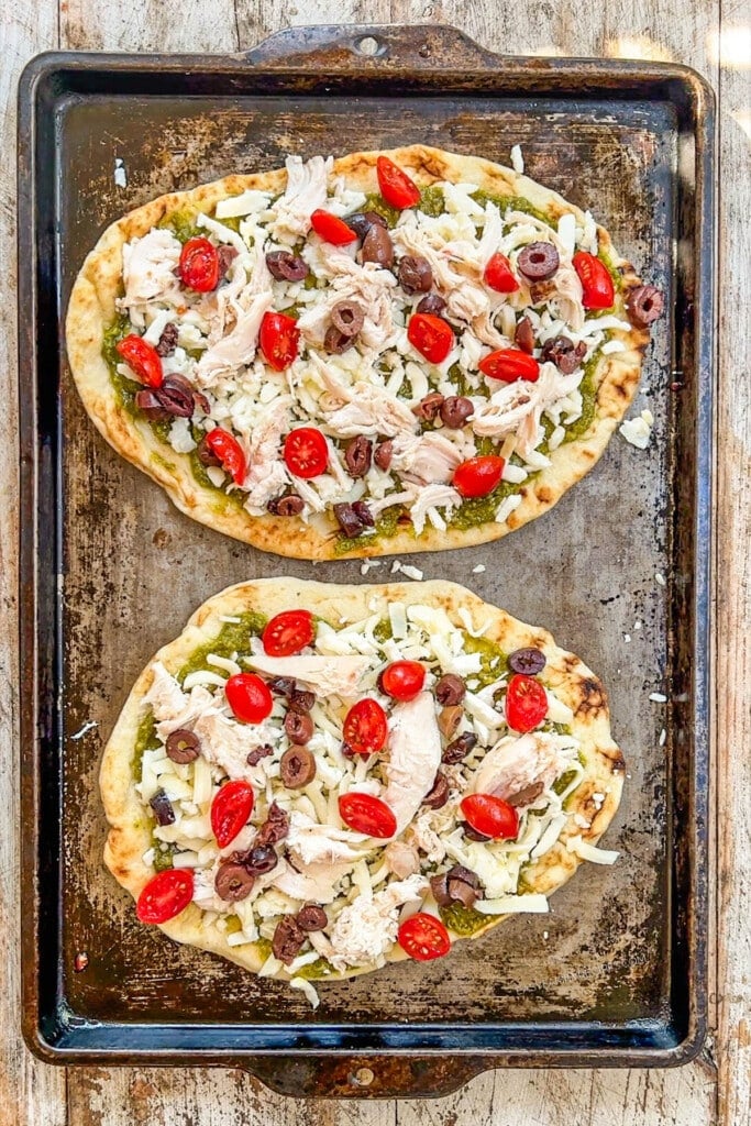 Mediterranean Flatbread with Chicken · Easy Family Recipes