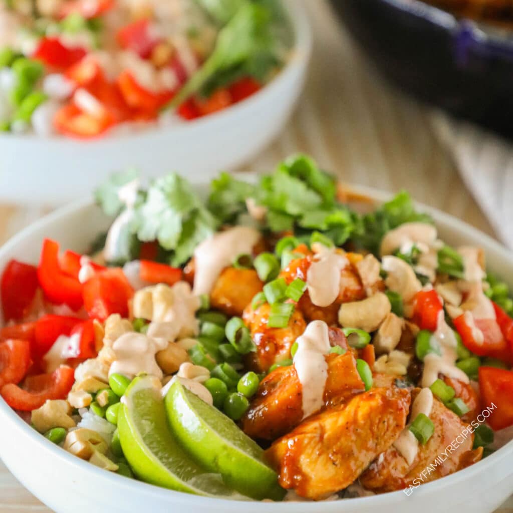 Chili Crunch Chicken Bowls · Easy Family Recipes